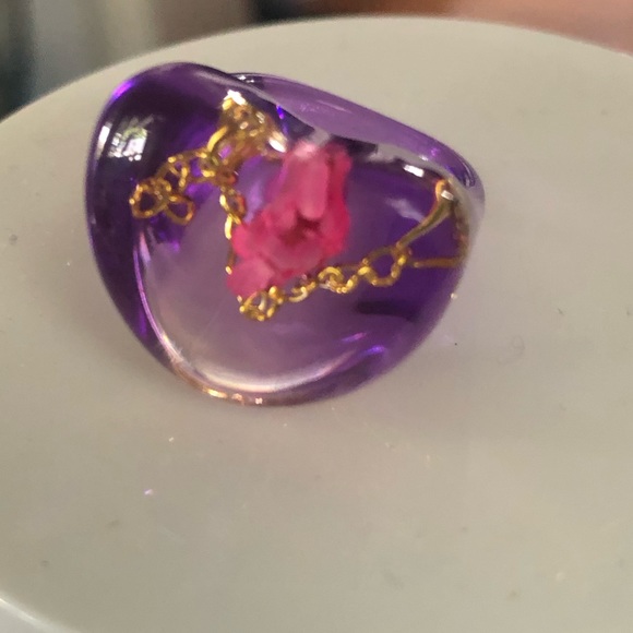 Vintage | Jewelry | Vintage Purple Heart Lucite Ring | Poshmark